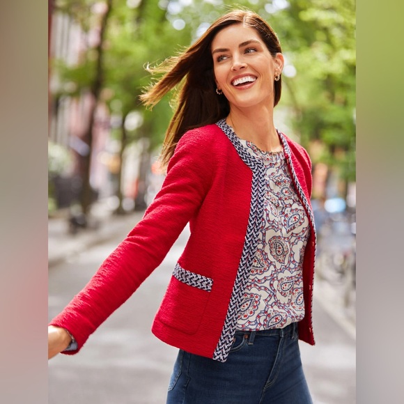 Talbots | Jackets & Coats | Talbots Tweed Tipped Jacket | Poshmark